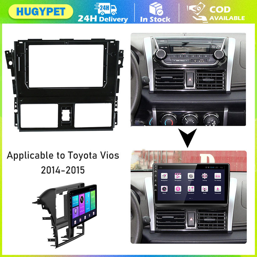 2 Din Car Audio Radio Fascia Frame For Toyota Vios Yaris 2013- 2017 9 INCH DVD Player Fitting ...