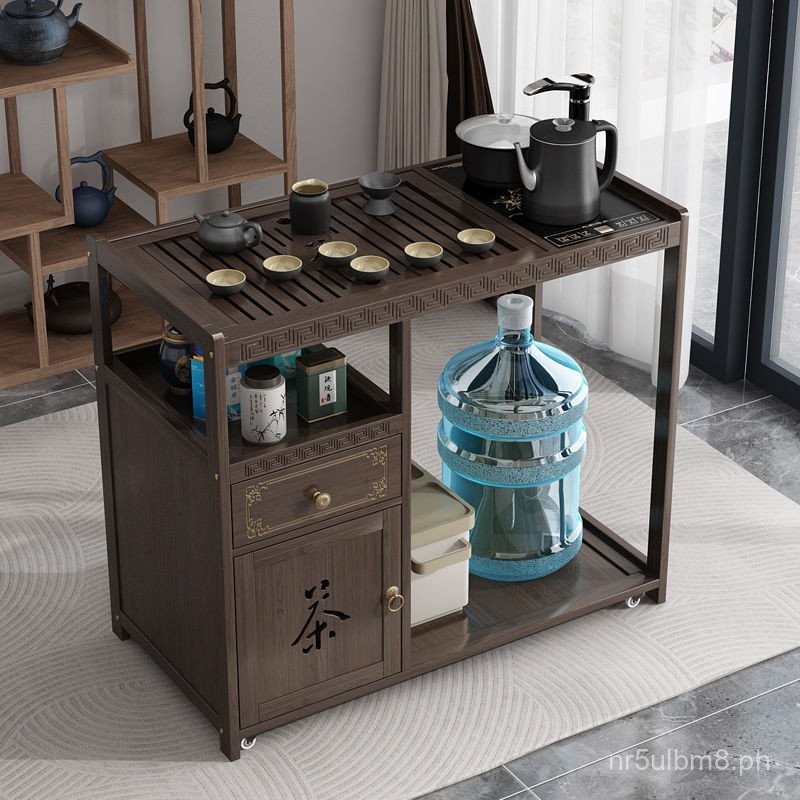 Household Minimalist Mobile Tea Table Solid Wood Small Tea Table Side ...