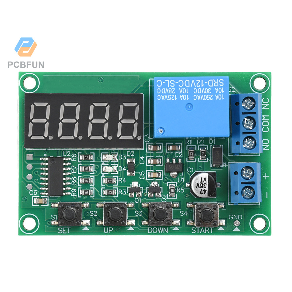 Pcbfun DC12V/24V 10A Infinite Cycle On/Off Digital Display Time Relay Module 0.36-Inch 4-Digit ...