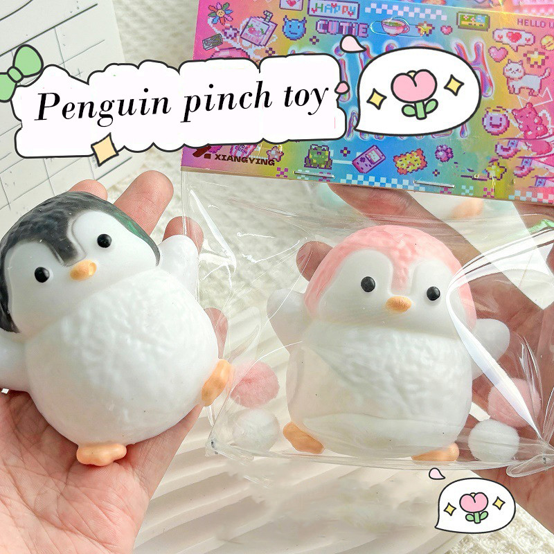 Cartoon Round Belly Penguin Soft Sticky Stress Relief Toys Cute Animal ...