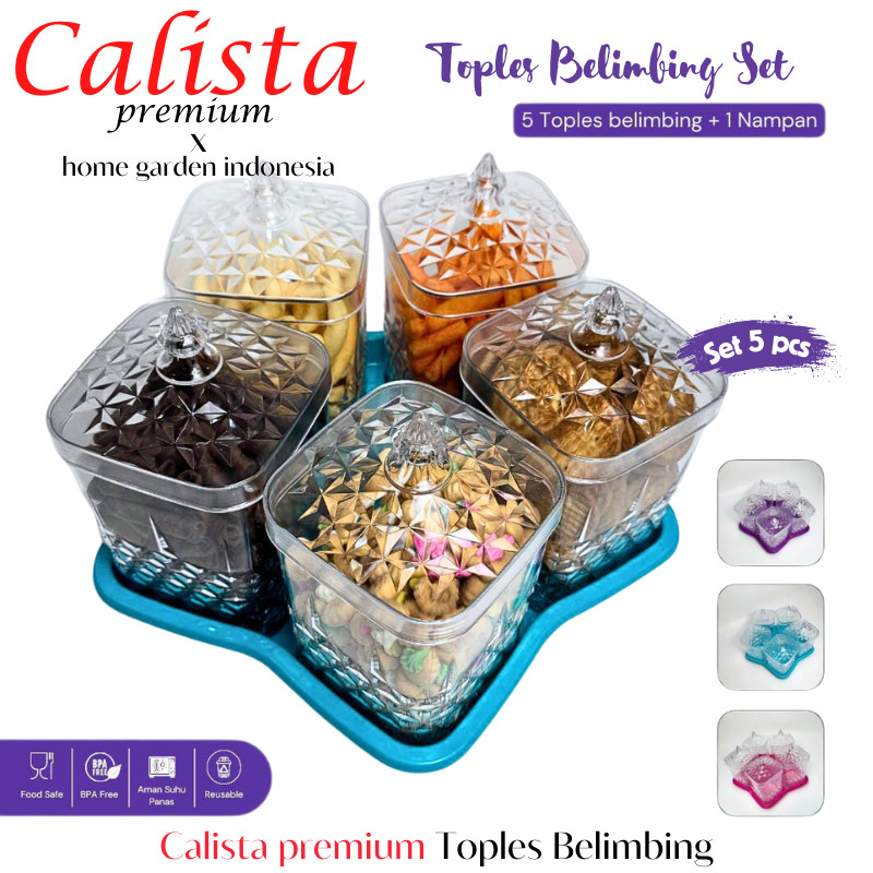 (FYA) CALISTA BELIMBING PLASTIC JAR EID CAKE HOLDER 1 SET CONTAINS 5 ...