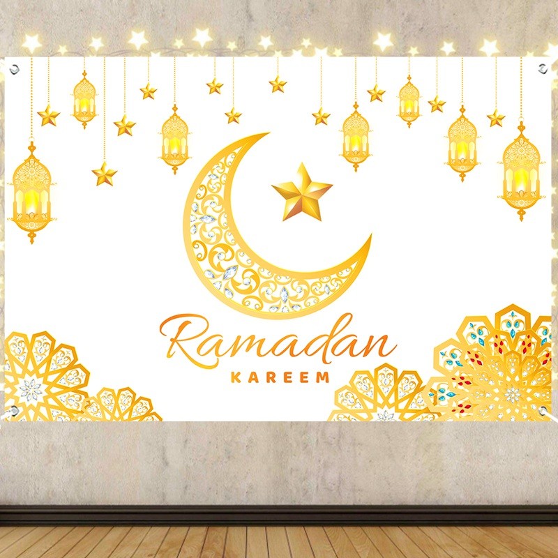 150*100CM Ramadan Kareem Moon Backdrop Islamic Muslim Party Decorations ...