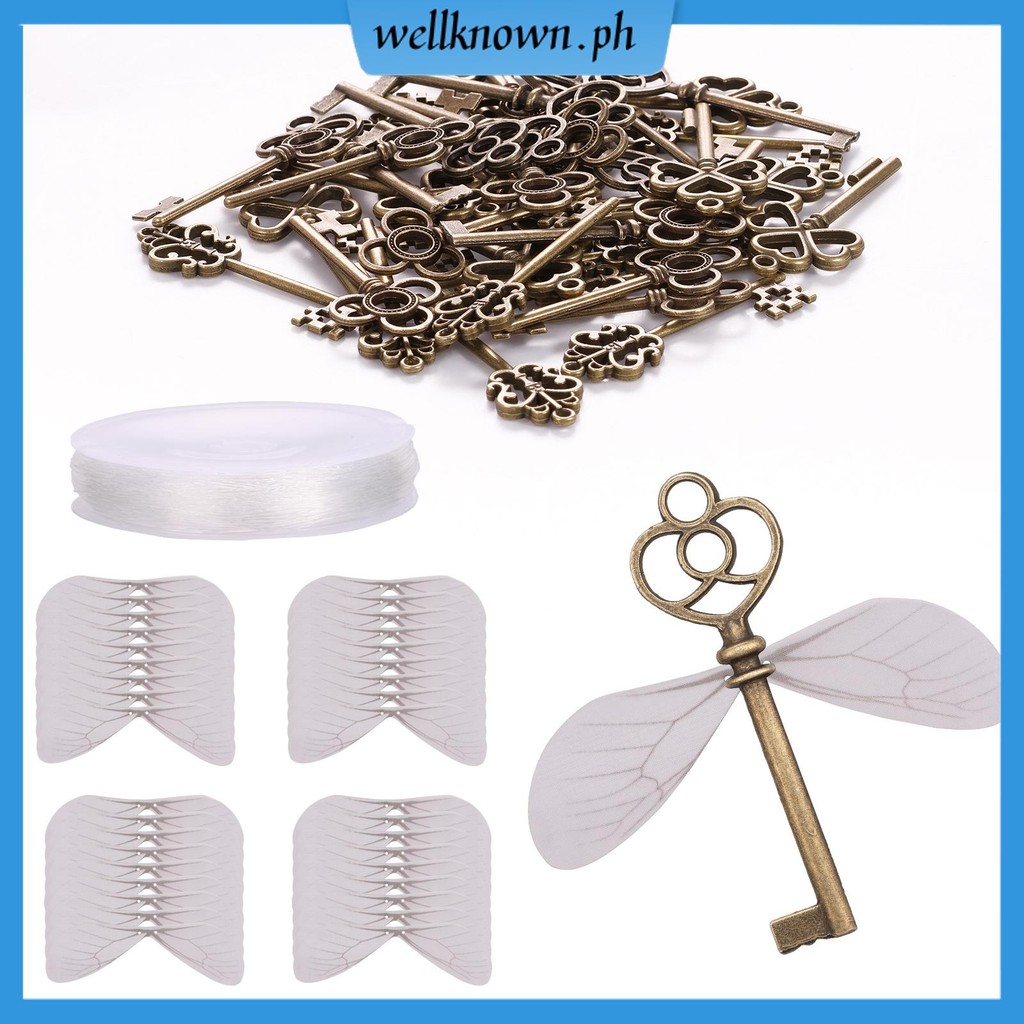 40 Pcs Vintage Keys Decorative Skeleton Key with 40 Pairs Dragonfly ...