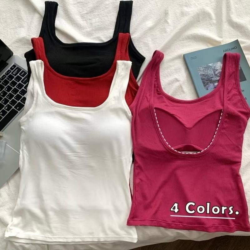 Tank Tops Women Backless Built-in Padding A U-shaped Open Back Bra for ...