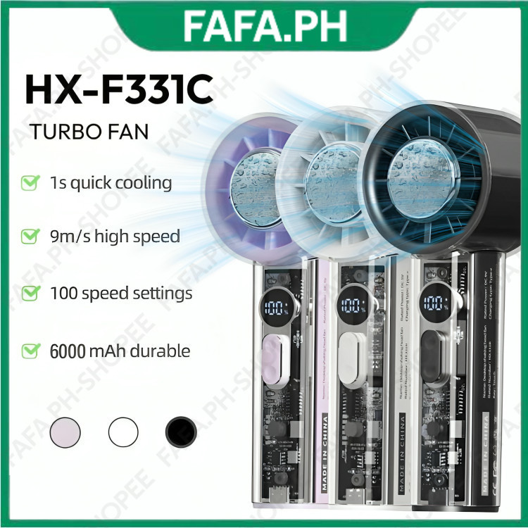 HX-F331C Handheld High Speed Turbo Fan LED Display Rechargeable ...