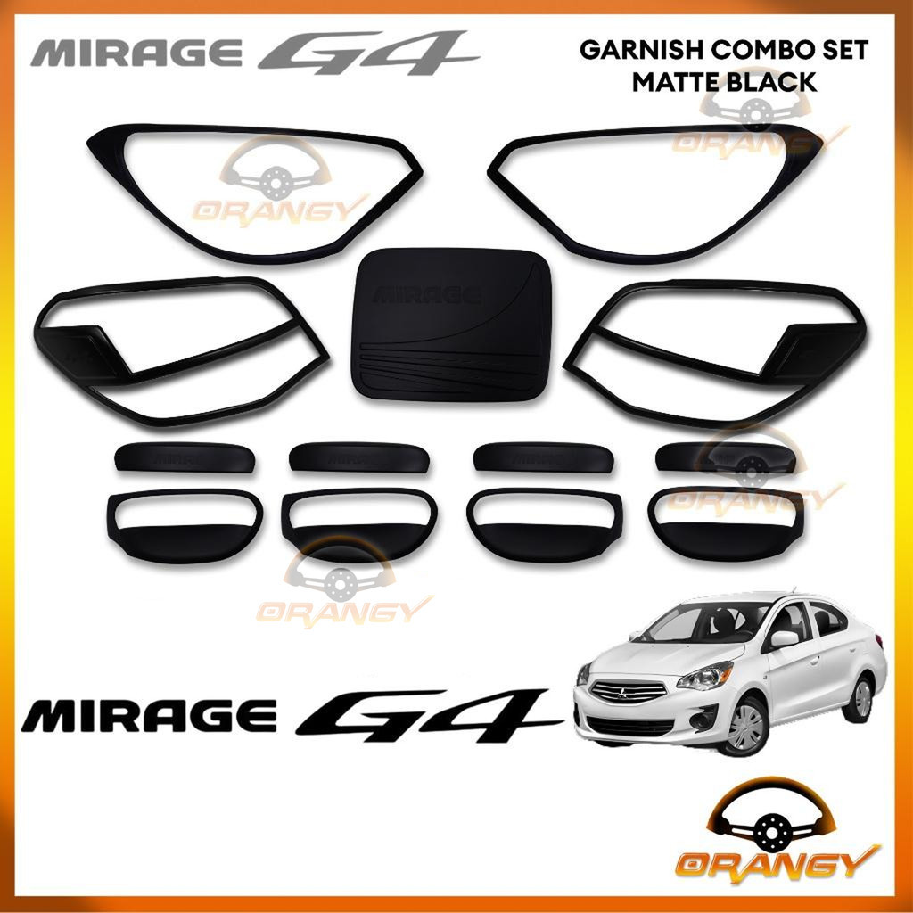Mitsubishi Mirage G4 2012 to 2018 Garnish Combo set cover (Black/Chrome ...