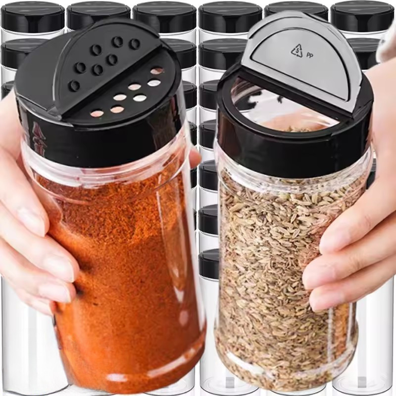 100/200/300ml Double Flip Cover Seasoning Bottle / Transparent Plastic ...