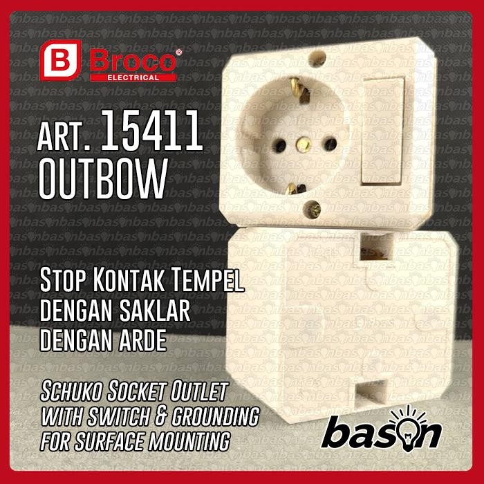BROCO 15411 Outbow Schuko Socket + On Off Switch + Ground - outboard ...