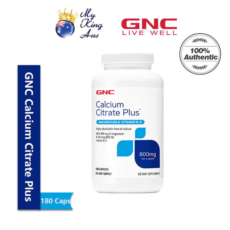 Gnc Calcium Citrate Plus 800mg 180 Capsules with Magnesium & Vitamin D-3 Support Joint & Bone ...