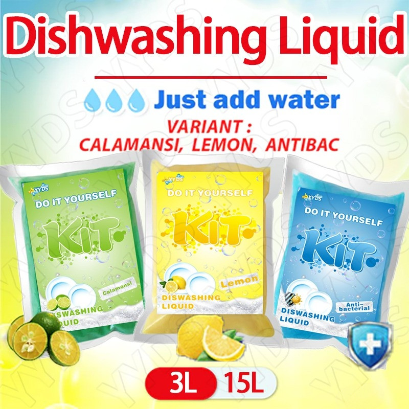 DIY Dishwashing Liquid Kit Set Just Add Water 3L 5L15L Mix formula-calamansi & Lemomn scent ...