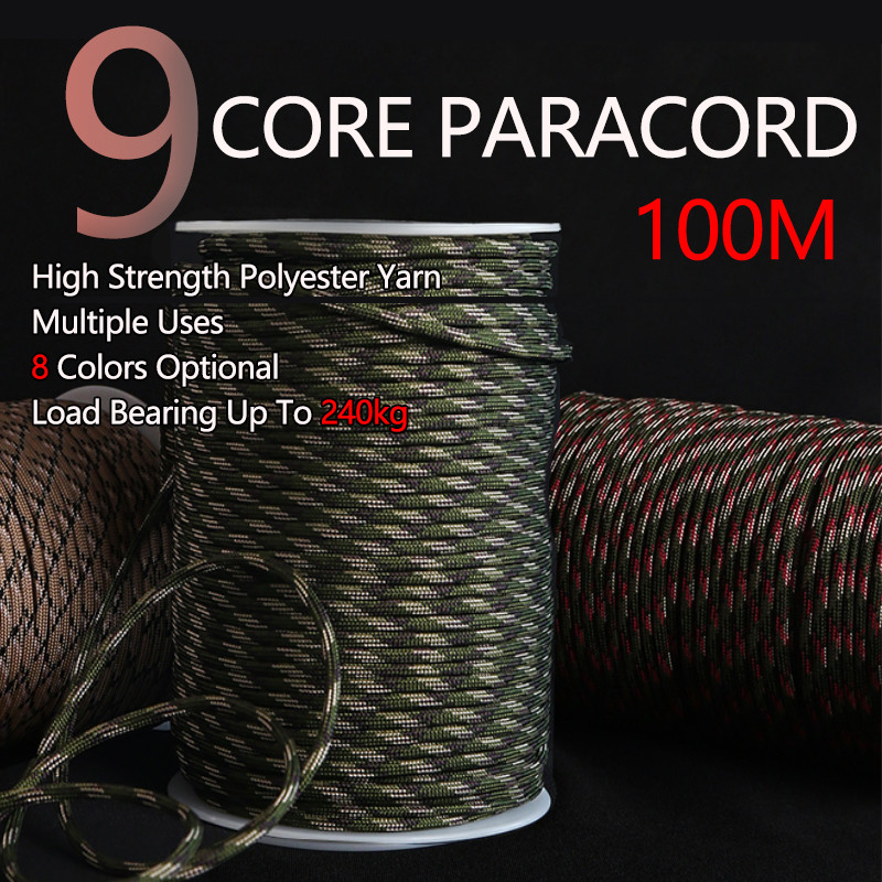 【Ship in 24H】Paracord Rope 100M 550 Military Standard 9 Strand Core 4mm ...