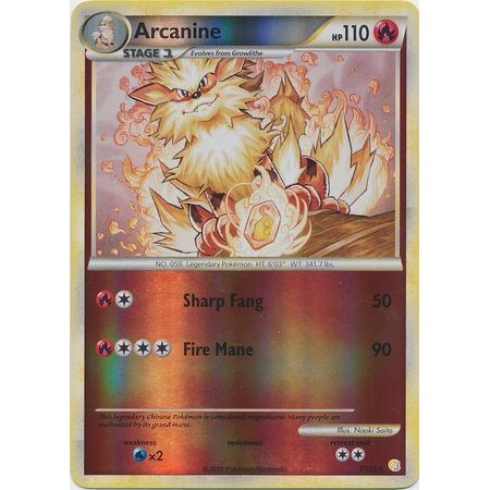 Pokemon Arcanine [Reverse Holo] 1 Pokemon HeartGold & SoulSilver ...