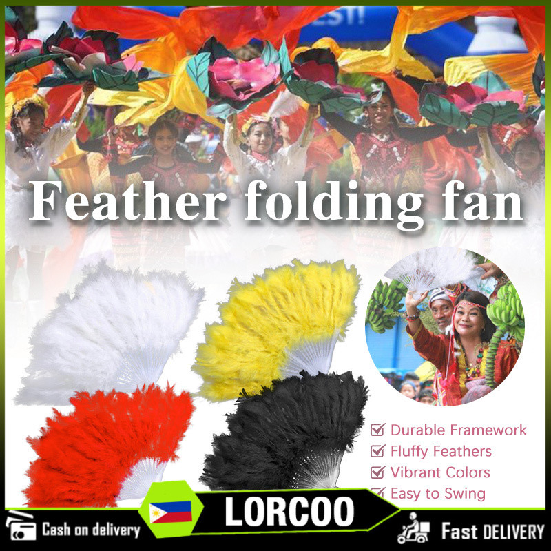 Pretty Hand Held Fan Props Fashion Feather Folding Fan Dance Wedding ...
