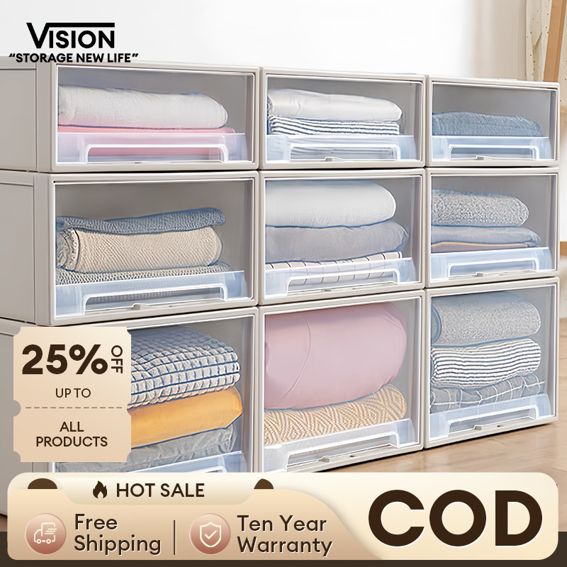 Vision Storage Box Drawer Clothes Wardrobe Plastic Storage Box For ...