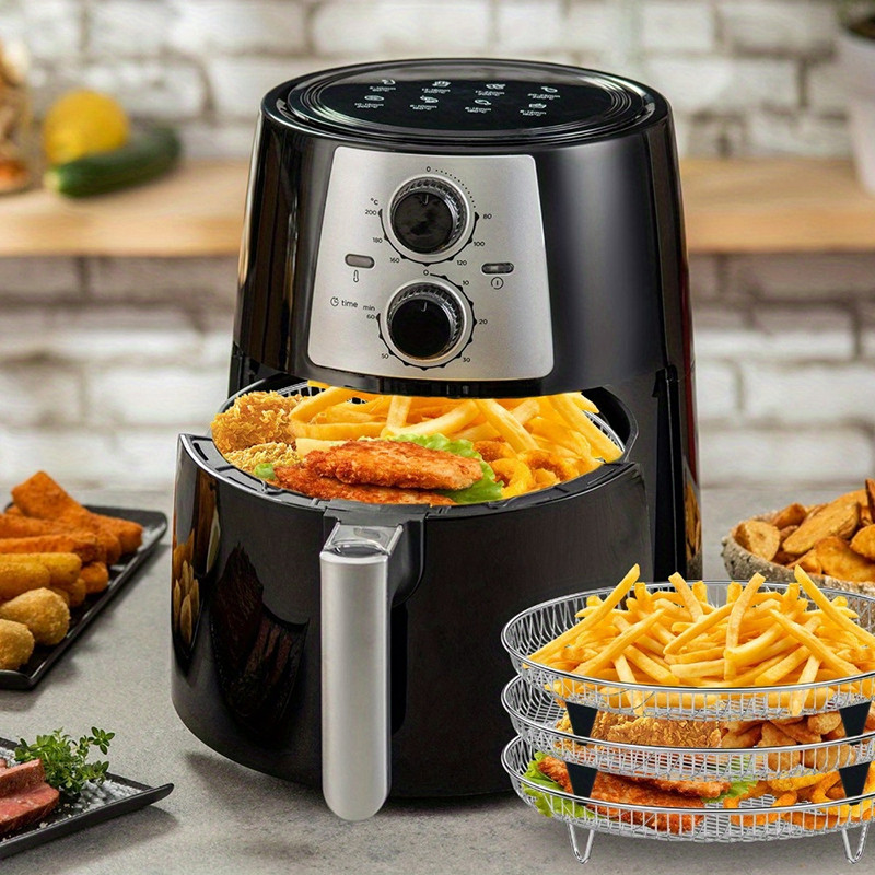 GMARTY 1-layer/3-layer Stainless Steel Air Fryer Grill Vegetable Meat ...