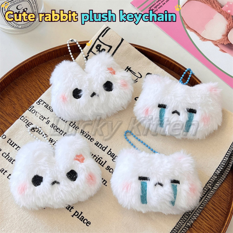 Cute crying rabbit keychain and angry rabbit keychain doll pendant ...