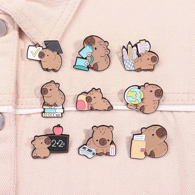 Cute Capybara Learning Brooch Hot Selling Internet Celebrity Animal ...