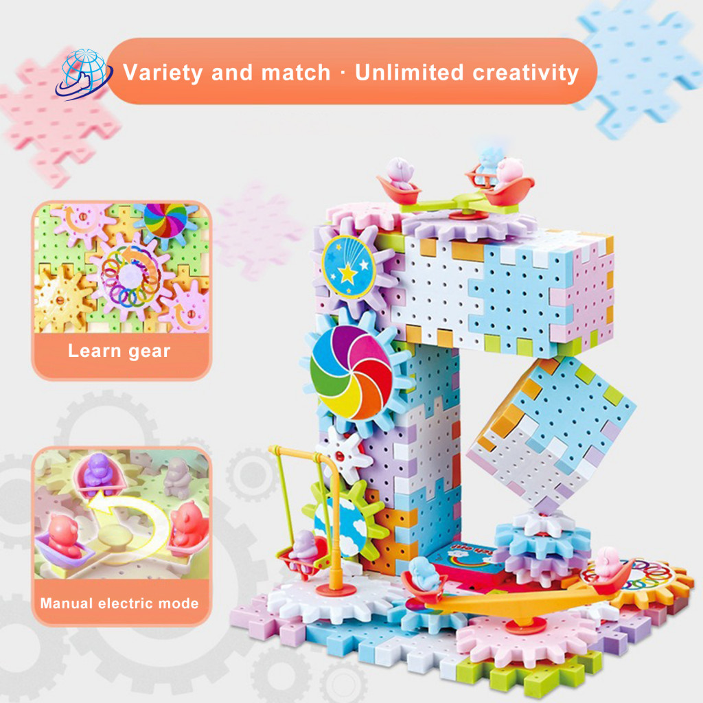 de♡ Educational Building Block Kit Electric Gear Building Blocks ...