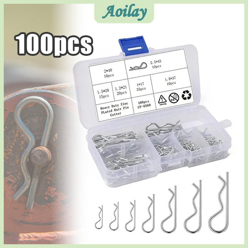 100Pcs Split Cotter Pin Clip Set Wave R Type Spring Cotter Pin Steel ...
