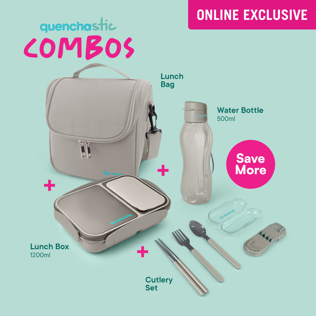 QUENCHA 1200ml Leak-proof Lunch Box and Insulated Mug Tumbler with ...