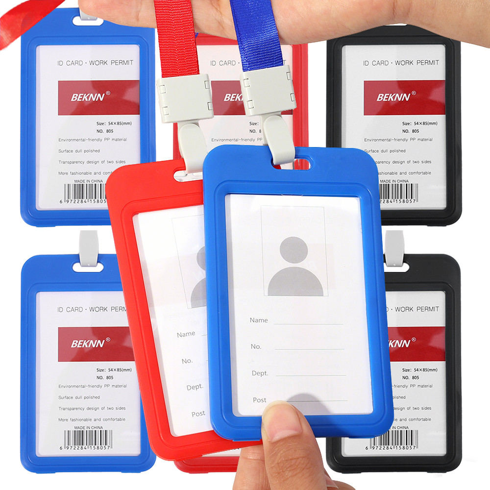 Company Employees Staff ID Tag Cover/Work Card Sleeve with Lanyard Rope ...