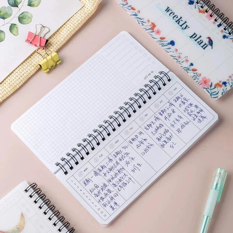 50 Sheets Portable Weekly Planner Notepad Spiral Flip Notebook with To ...