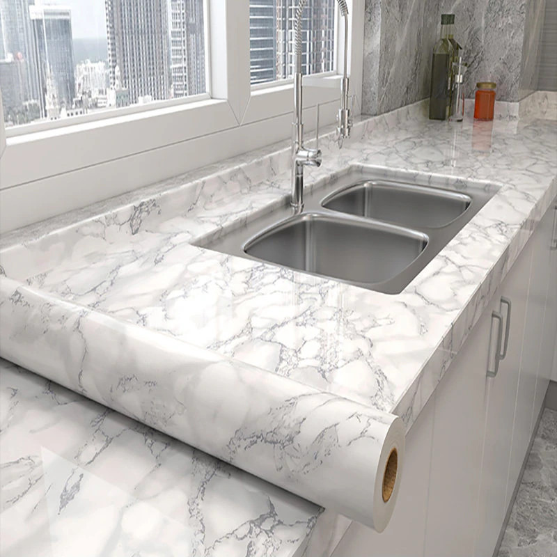 GG+40cm Marble Vinyl Waterproof Wallpaper for Bathroom Table Kitchen ...