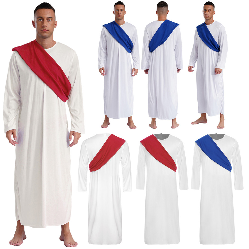 Yeahdor Mens Ancient Greek Prince Cosplay Long Sleeve Toga Robe and ...