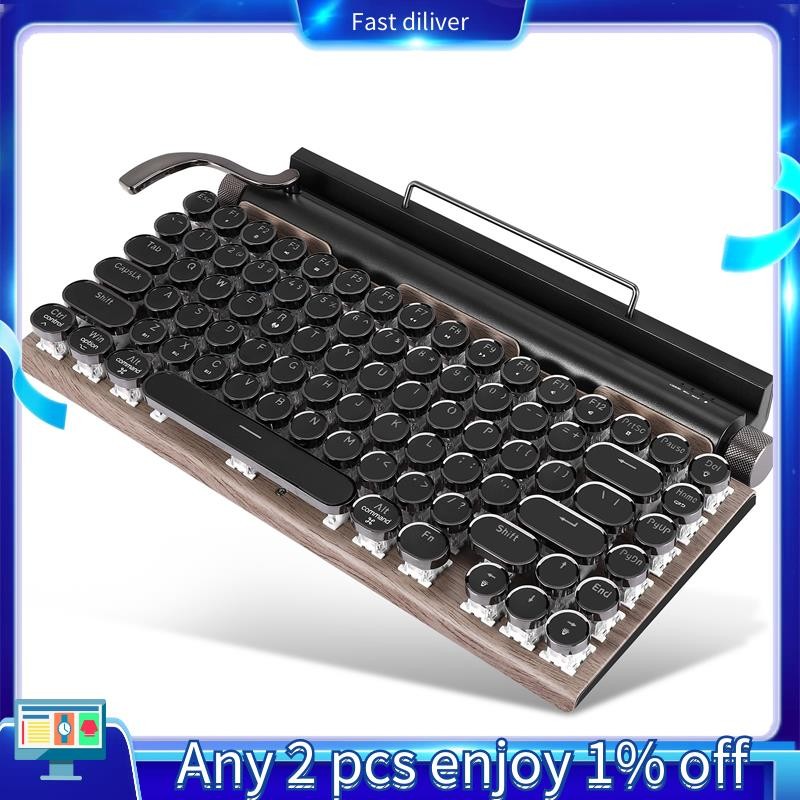 Retro Typewriter Keyboard Wireless Bluetooth Keyboard USB Mechanical ...