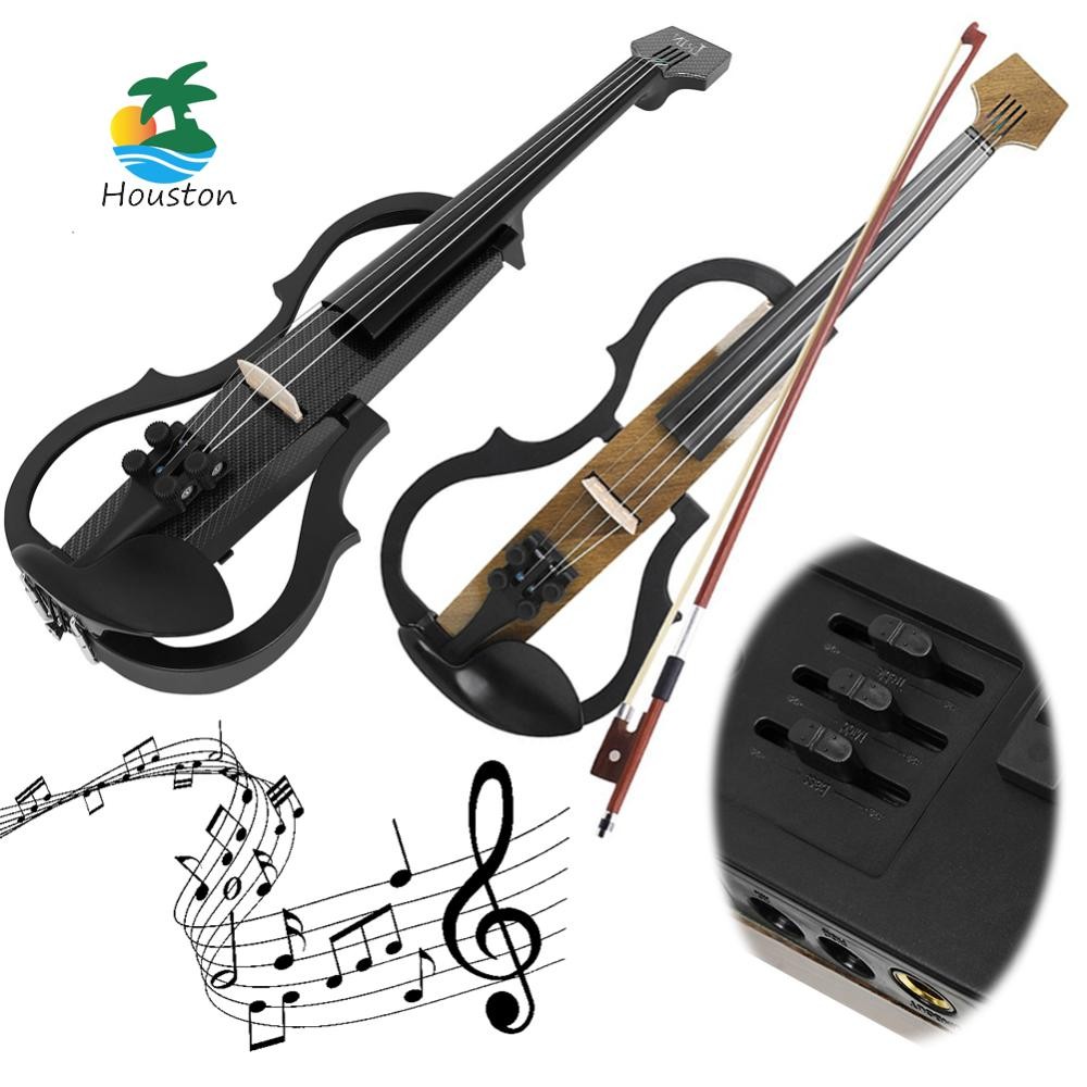 4/4 Violin Full Size Set Silent Electric Violin Electric Fiddle Starter ...