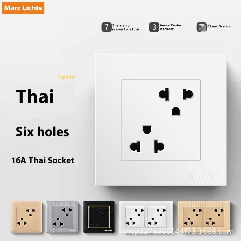 Type 86 American Standard Thai Thai Standard Six-Hole 16A Socket Three ...