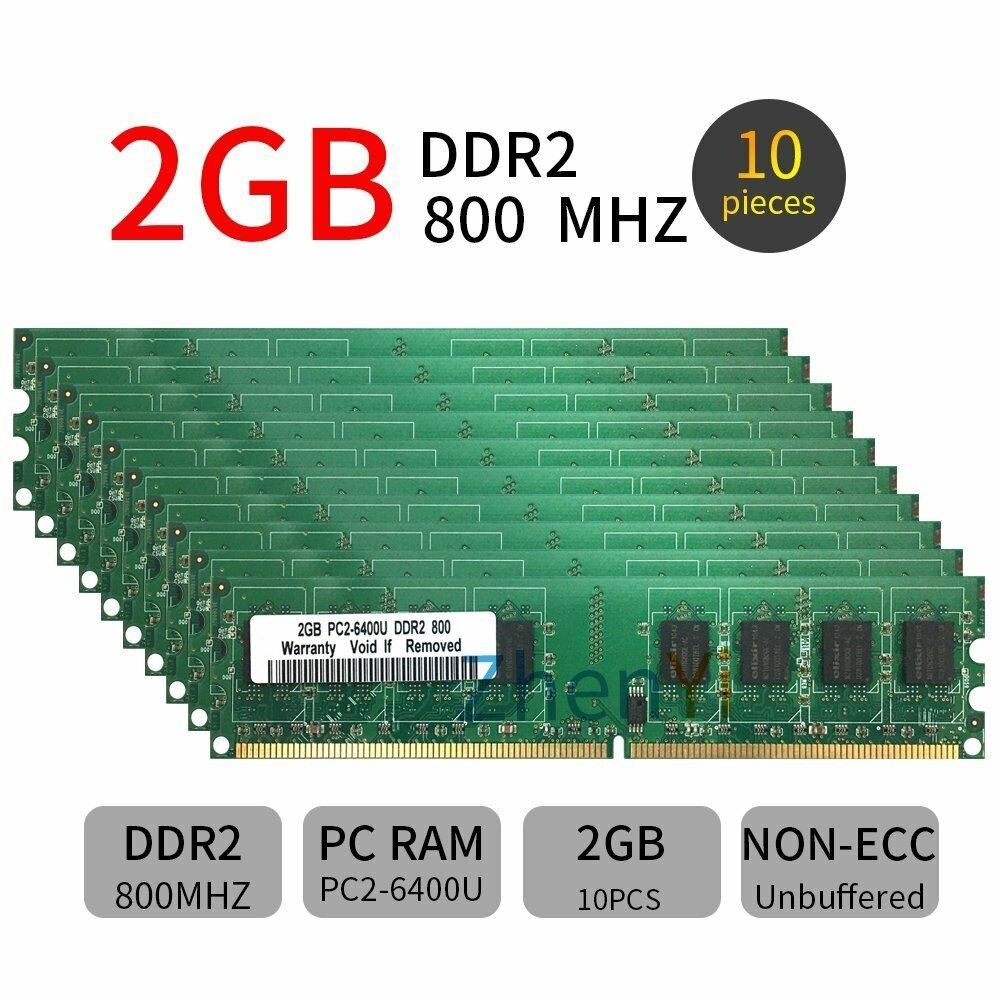 For 20GB (10x 2GB) DDR2 PC2-6400U 800MHz DIMM Computer RAM Green ...