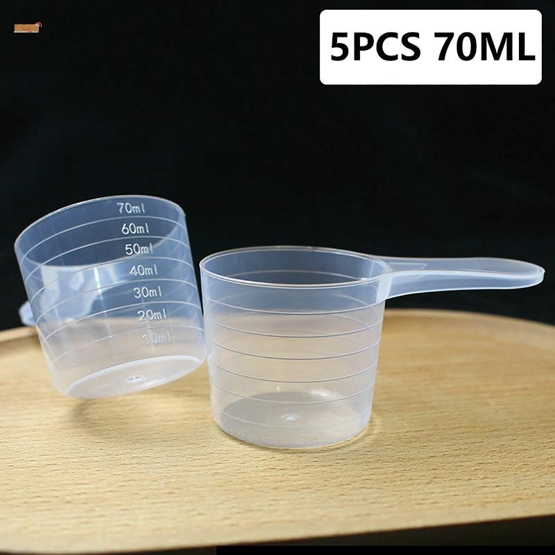 Sweet 5PCS 70ML Plastic Measuring Cup With Scale Transparent Mixing Cup ...