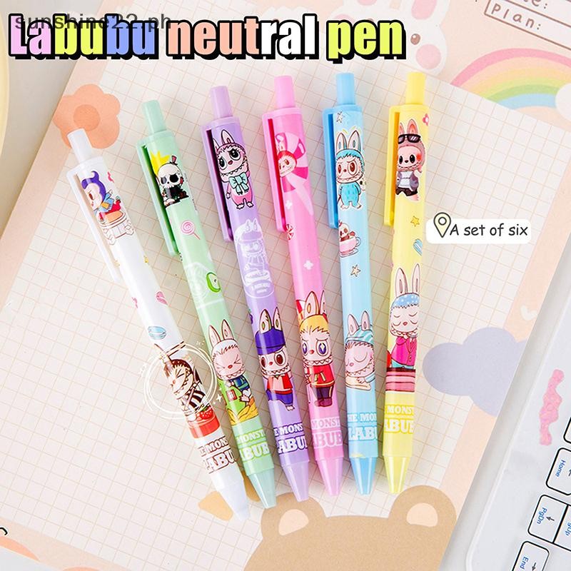 SUNSHINE22 6PCS/Box Cartoon Cute Labubu Gel Pens 0.5mm Black Smooth ...