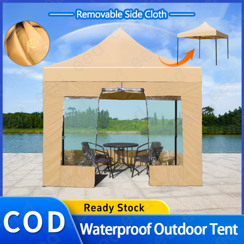 Outdoor Tent 3x3M Folding Retractable Tent with Side Cover and Door ...