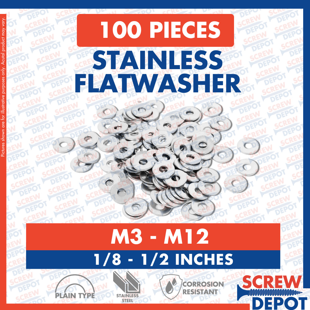 100PCS M3-M12 Stainless Steel Flatwasher / Stainless Flat Washer / SUS ...