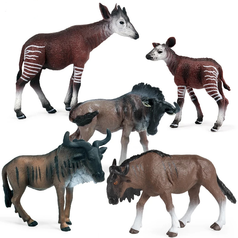 Wild African Animals Simulation Okapi Wildebeest Action Figure ...