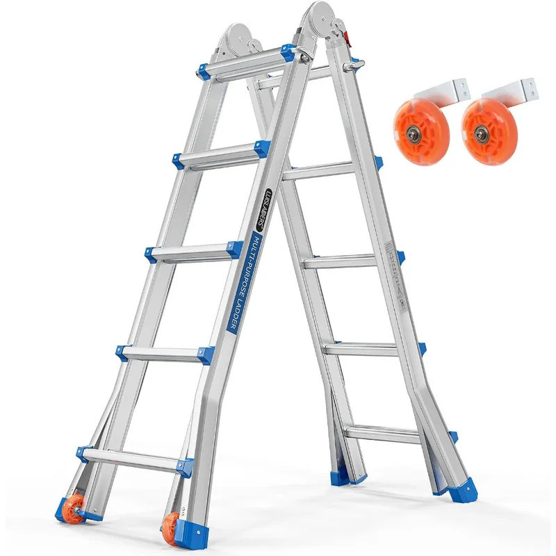 Ladder, A Frame 5 Step Ladder Telescoping Ladder, 19 Ft Reach Height ...