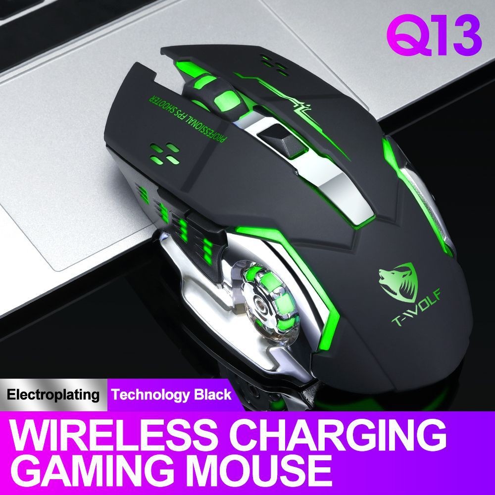 T-WOLF Thunder Wolf Q13Rechargeable Silent Wireless Mouse Dual Mode ...