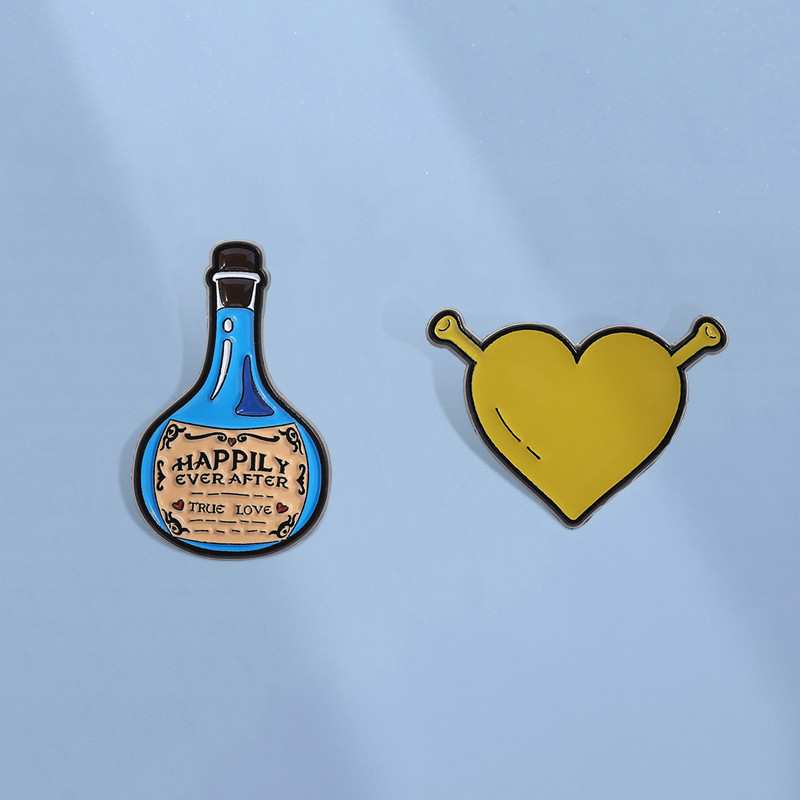 Anime Movie Shrek Enamel Pins Brooches Cartoon Bottle Heart Brooch ...