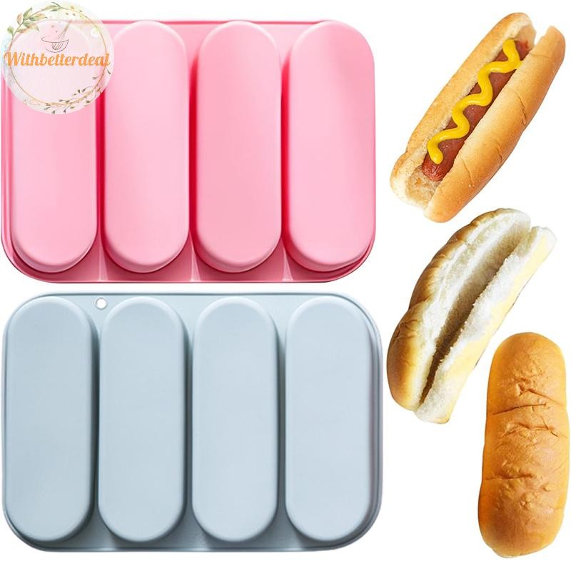 Withbetter Hot Dog Bun Pan, Silicone Hotdog Bun Pan, Non-Stick Hot Dog ...