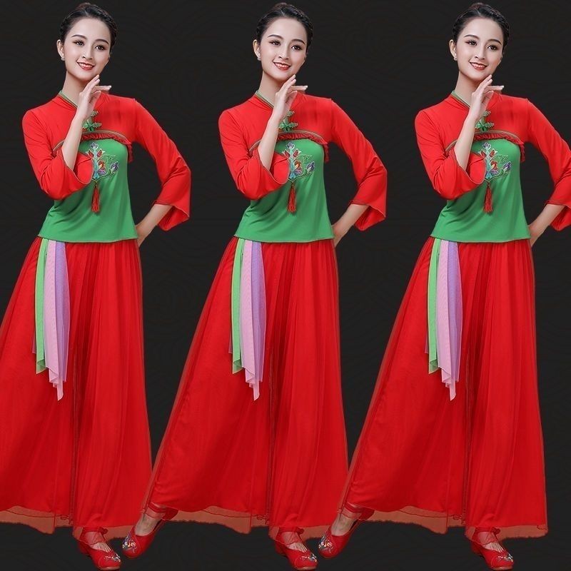 Square Dance Costume Suit Female Ethnic Style Classical Yangko Fan ...