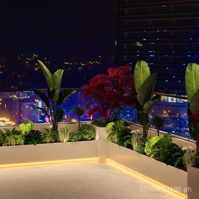 Flower Box Balcony Outdoor Flower Bed Landscape Combination with Stool ...