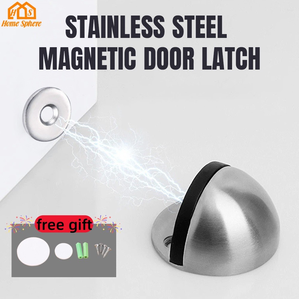 Stainless Steel Powerful Magnetic Door Stoppers Halfmoon Silver /Black ...