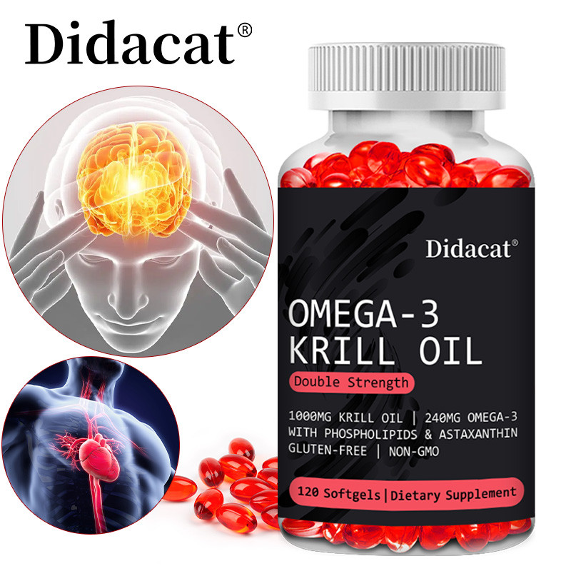 Omega-3 Krill Oil 1000mg Double Strength Softgels Astaxanthin EPA DHA ...