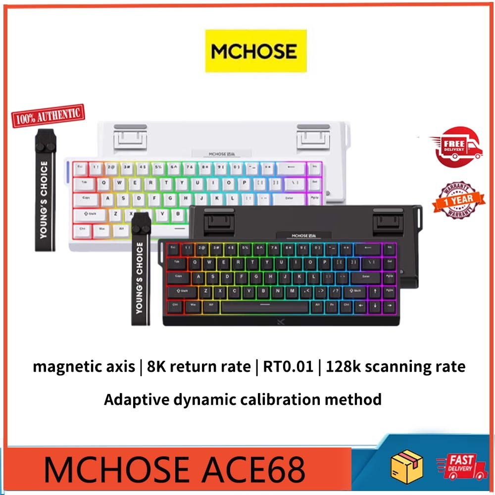 MCHOSE Ace68 MG68 wired magnetic axis keyboard, customized Hall sensor, 8K return rate,128k ...