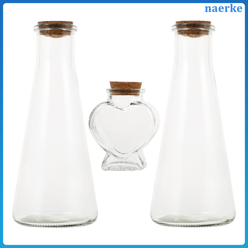 3 Pcs Wedding Sand Ceremony Bottle Mini Message Unity Jar Glass Container Wish Drifting Beach ...