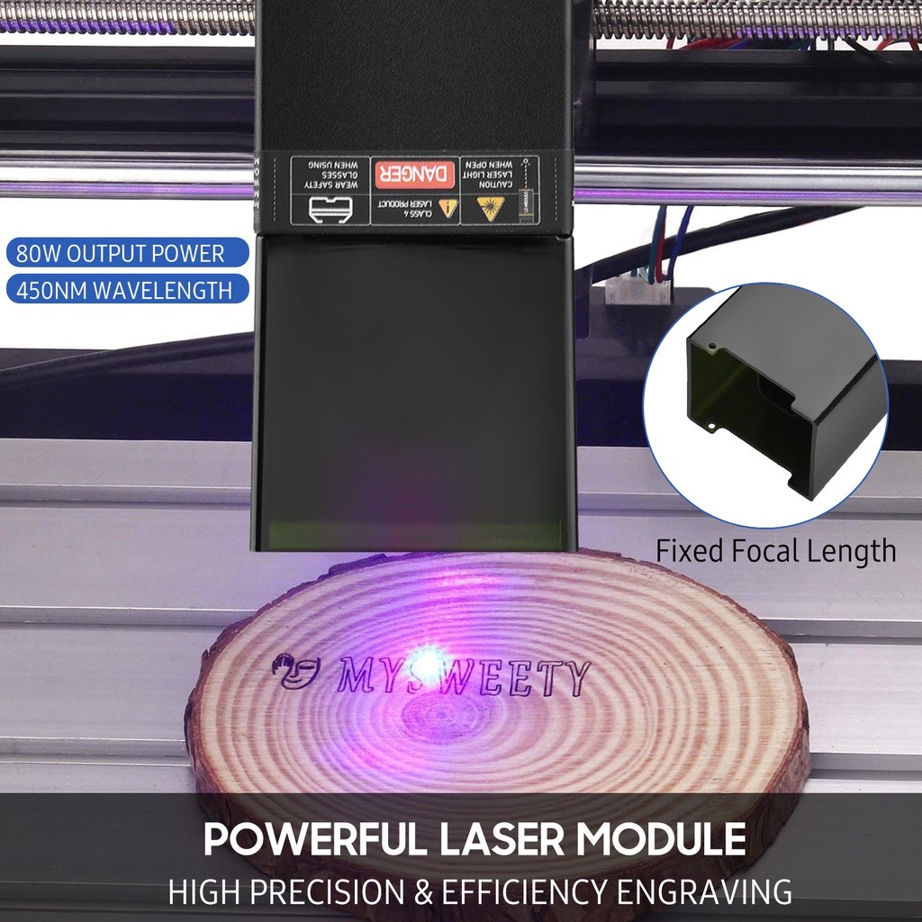 NEW 40W/50W/80W 450nm Laser Module Fixed Focal Length Laser Engraving ...