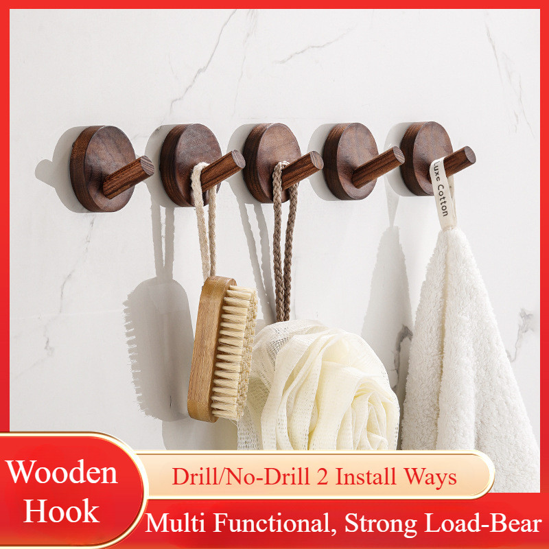Solid Wood Hook Cylindrical Clothes Hook Wooden Hooks Entrance Foyer No ...