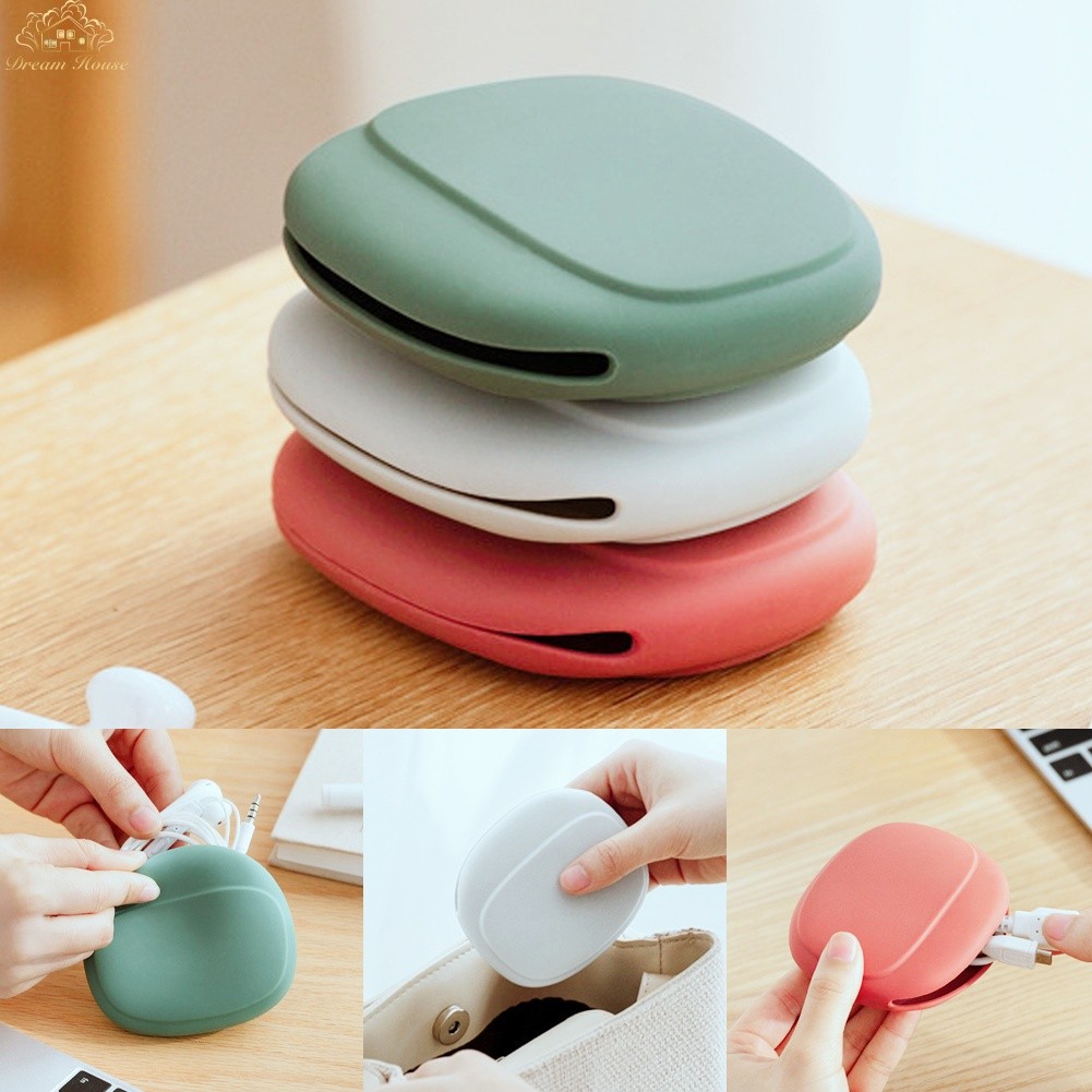 Portable Data Cable Headphone Storage Box Silicone Earphone Case ...